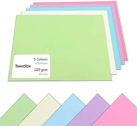 5 Colours A3 120gsm Coloured Art Paper Card 100 Sheets Amazon Co Uk