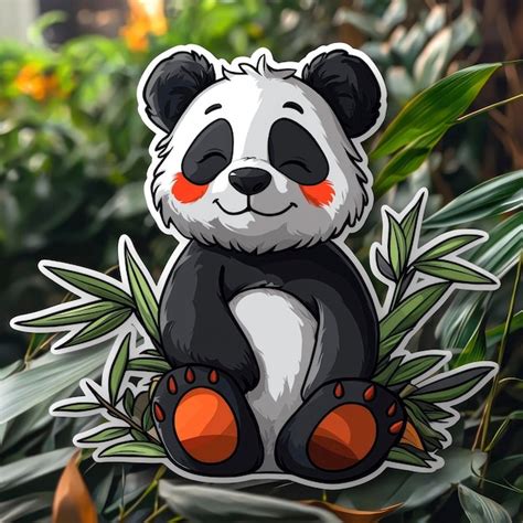 Cute Cartoon Panda Bear Sitting In Bamboo Premium AI Generated Image