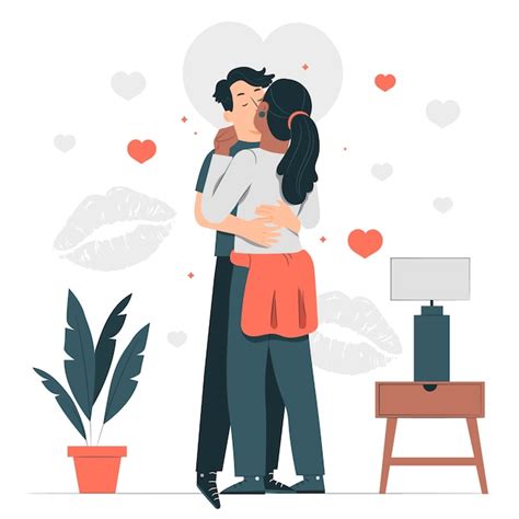 Free Vector Kissing Concept Illustration