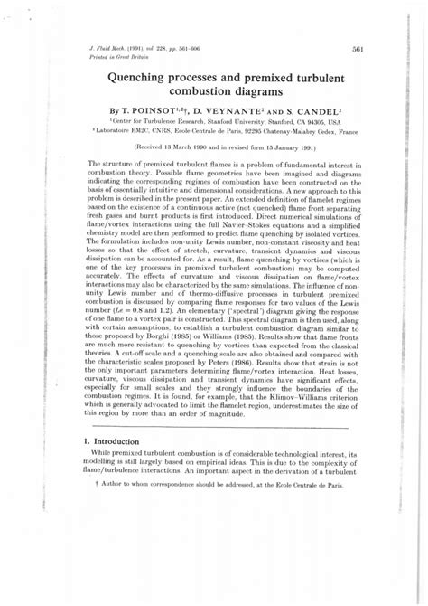 Pdf Quenching Processes And Premixed Turbulent Combustion Diagrams