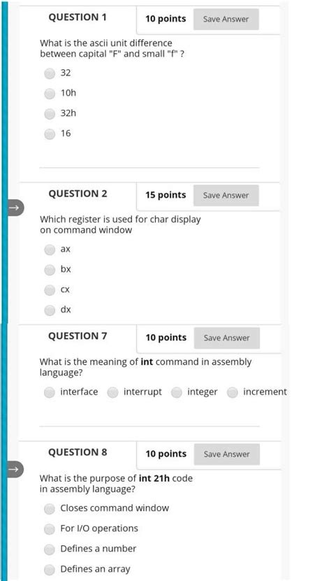 Solved Question Points Save Answer What Is The Ascii Chegg