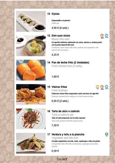 Menu At Yaho Puerto Mazarron Restaurant Puerto De Mazarrón