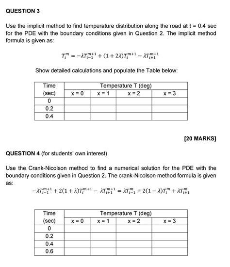 Use The Implicit Method To Find Temperature Chegg