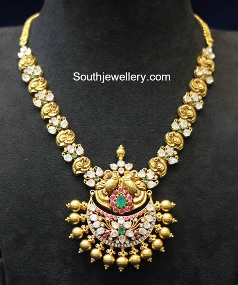 Peacock Flat Diamond Necklace Indian Jewellery Designs