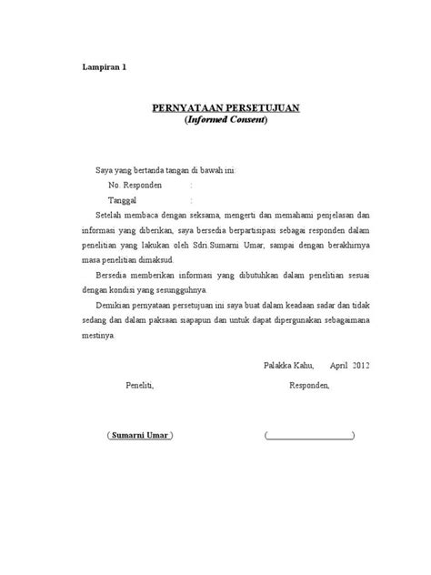 Contoh Informed Consent Penelitian Eksperimen Psikologi Penelitian