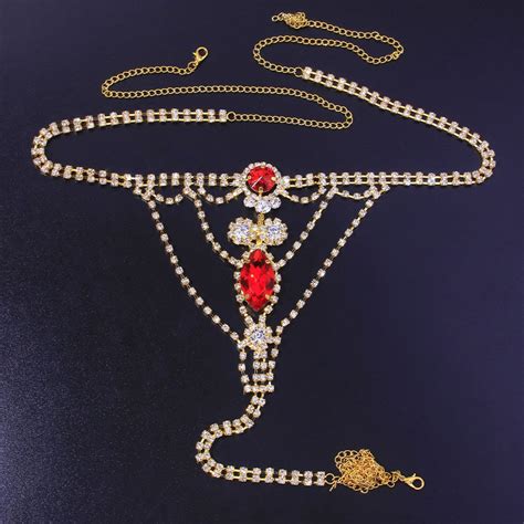 Strass Höschen Kette Strass Gold rot Körper Schmuck Kristall Etsy de