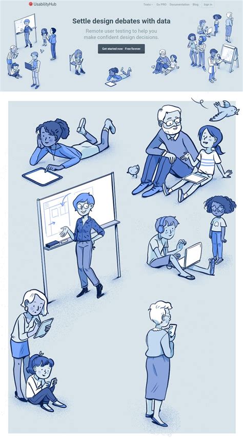 Usability Hub Homepage Book Design Layout Character Design Illustrators