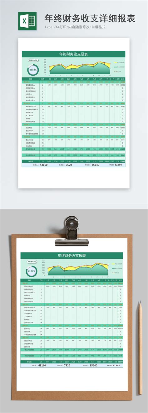 年終財務收支詳細報表excel模板範本檔 Excel表格範例模板免費下載 Lovepik