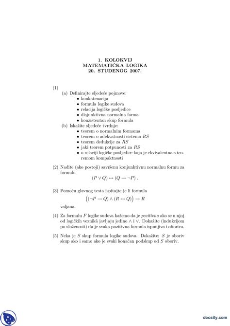 kolokvijumi ispit matematicka logika matematika 1 ispiti predlog