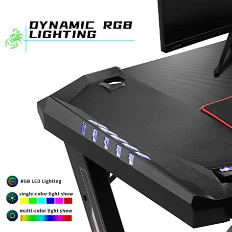 Eureka Ergonomic Gaming Desk With Led Lights Multi Functional Gaming