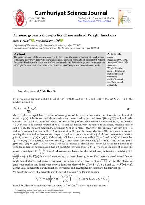 Pdf On Some Geometric Properties Of Normalized Wright Functions