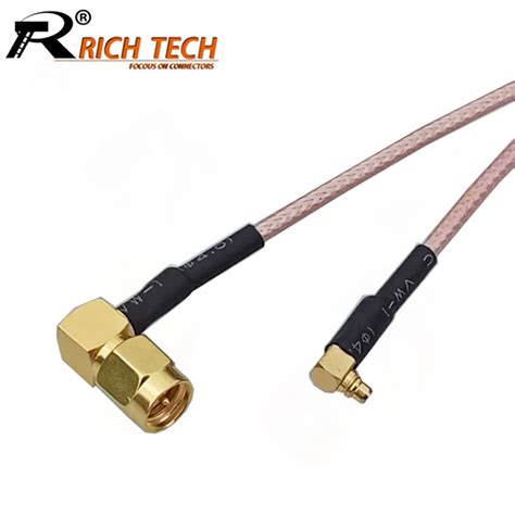 10pcs Lot Right Angle MMCX Male To SMA Male Right Angle Pigtail Cable