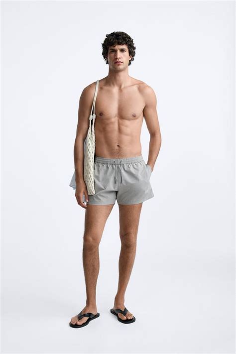 Check Texture Swimming Trunks Grey Zara Singapore
