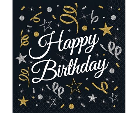 SERWETKI PAPIEROWE HAPPY BIRTHDAY CZARNE ZŁOTE G Allegro pl