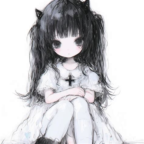 Premium Photo Anime Girl Sitting On The Ground With Her Legs Crossed
