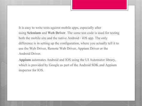 Mobile Automation Testing With Selenium And Appium Ppt