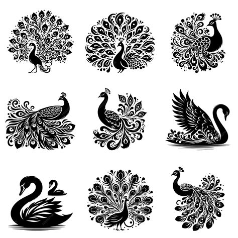 Premium Vector Pea Cock Silhouette Vector Illustration Set