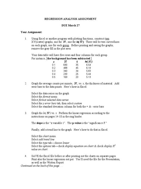 regression analysis assignmentf2008 pdf regression analysis