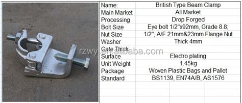 비계 스틸 빔 클램프 고정 거더 커플러 회전 거더 커플러