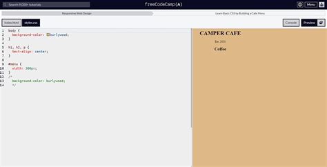Learn Basic Css By Building A Cafe Menu Step 22 Html Css The