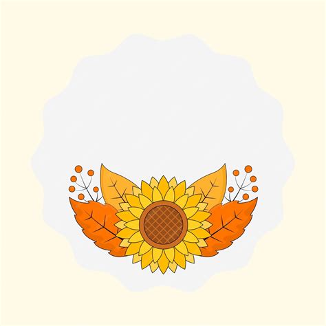 Premium Vector Flat Sunflower With Berry Autumn Leaves Decorative