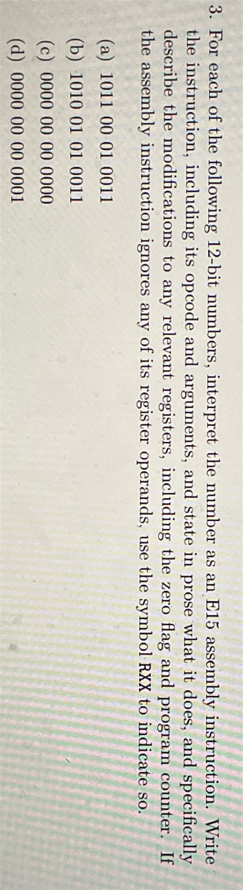 Solved For Each Of The Following 12 Bit Numbers Interpret