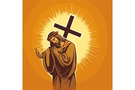 Svg Golden Silhouette Jesus Carrying Cro Graphic By Lofianimations