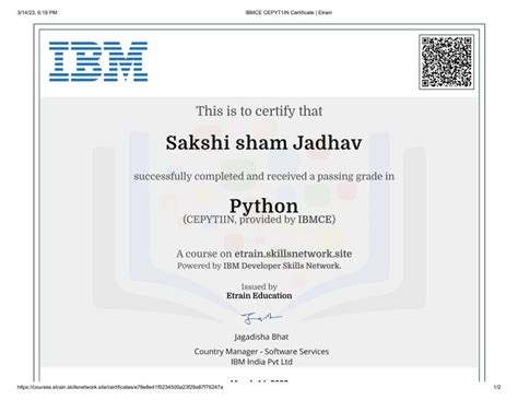 Sakshi Jadhav On Linkedin Hello Connections I Am Glad To Share My Ibm Python Certificate