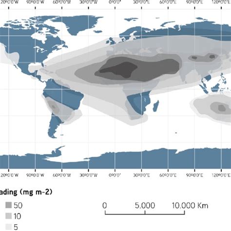 Distribution Of Atmospheric Dust Loads Around The World Source Figure