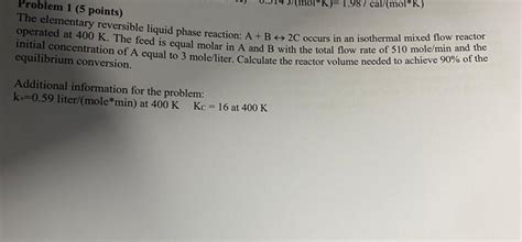 Solved Problem 1 5 ﻿pointsthe Elementary Reversible Liquid