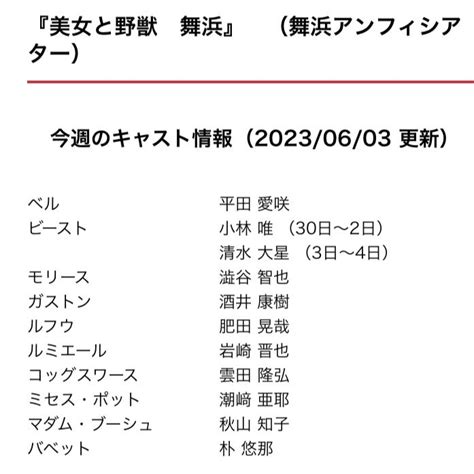 『美女と野獣 舞浜公演』でビーストがキャス変！（63） 小町の観劇ブログ