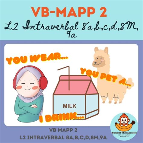 Vb Mapp Level 2 Intraverbal Prompts For Aba Assessments 8a B C D 8m 9a