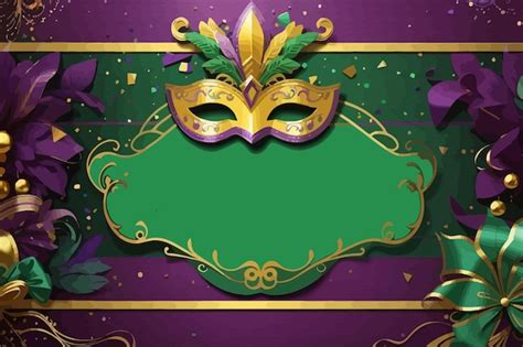 Purple Green Yellow Mardi Gras Theme Invitation Premium Ai Generated