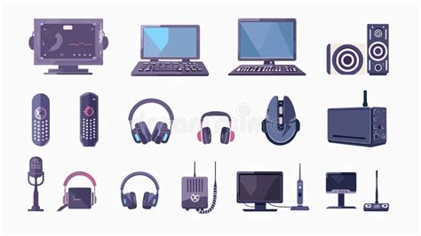 Professional Computer Accessories Set For Pc Equipment Devices Stock Vector Illustration Of