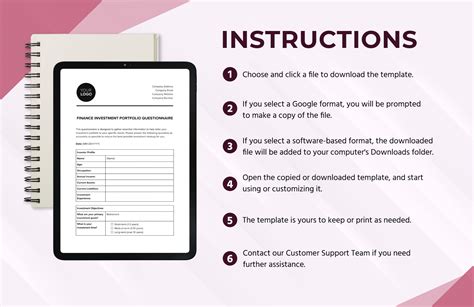Finance Investment Portfolio Questionnaire Template In Word PDF