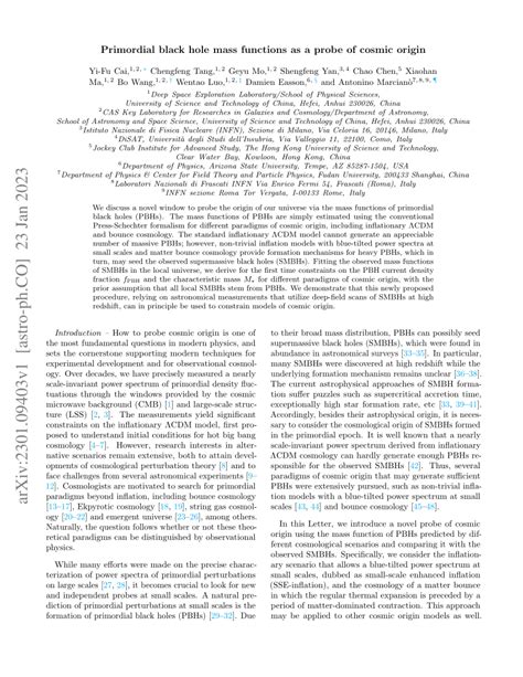 Pdf Primordial Black Hole Mass Functions As A Probe Of Cosmic Origin
