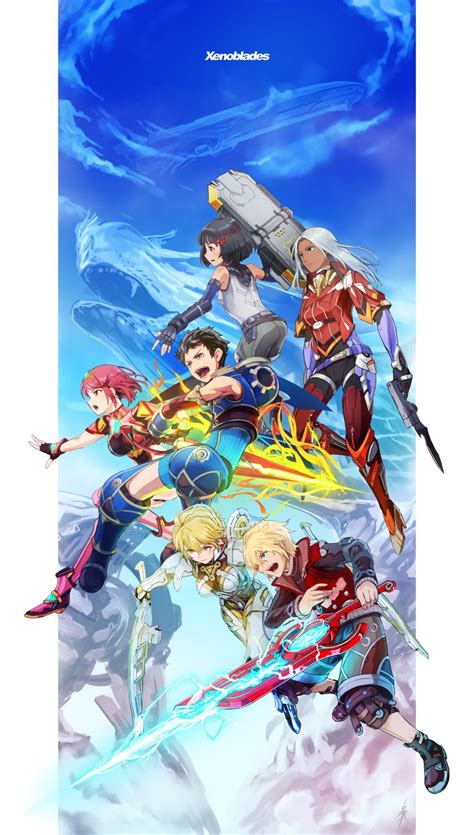 Pyra Rex Shulk Fiora Elma And 2 More Xenoblade Chronicles And 3 More Drawn By Seigetsu