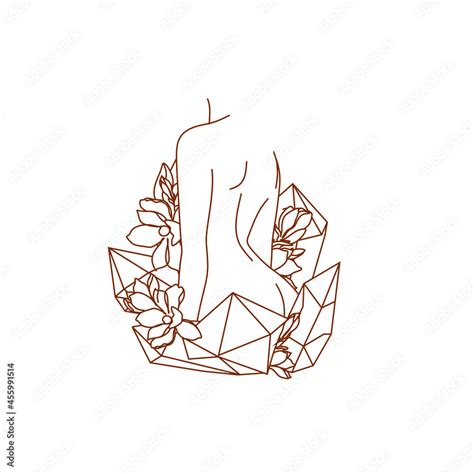 Minimal Woman Art One Line Art Naked Woman Wall Art Nude Print Naked Female Pose Flower