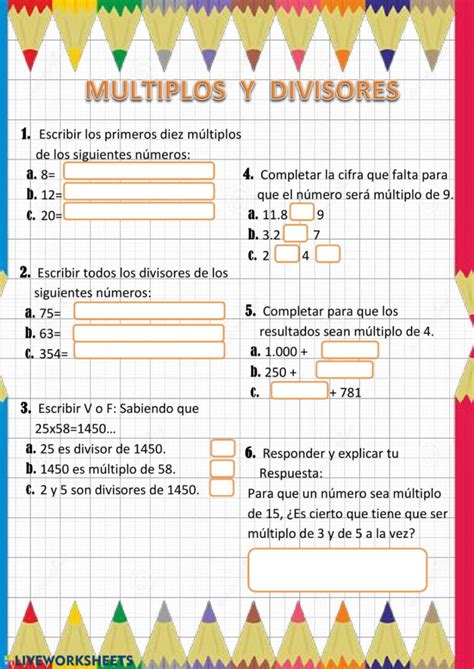 Ejercicios Interactivos De Múltiplos Y Divisibilidad En Aritmética Cfn