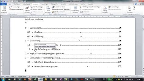 Word Inhaltsverzeichnis erzeugen und anpassen Große Dokumente YouTube