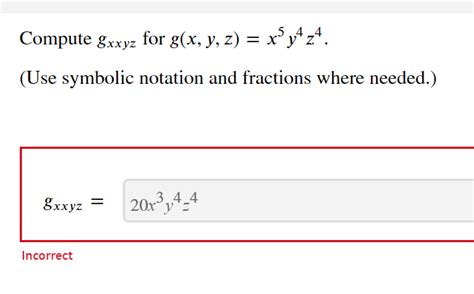 Solved Compute Gxxyz For G X Y Z X Y Z Use Symbolic Chegg Com