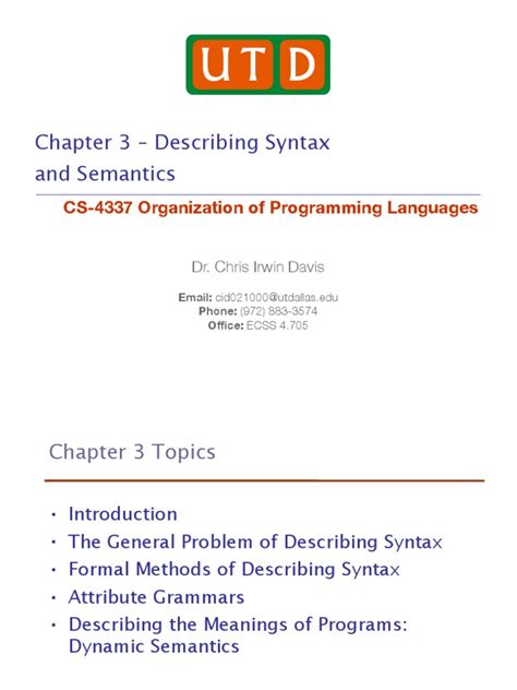 Chapter 3 Describing Syntax And Semantics Cs 4337 Organization Of