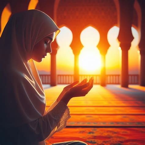 Premium Photo Muslim Woman In Hijab Praying In Mosque