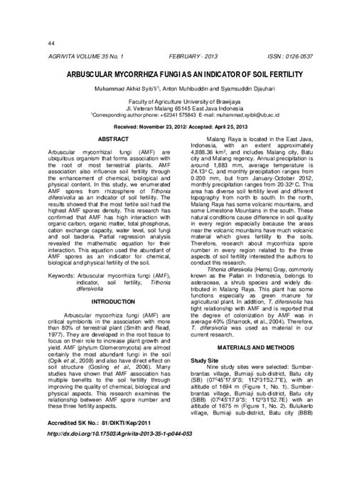 Pdf Arbuscular Mycorrhiza Fungi As An Indicator Of Soil Fertility