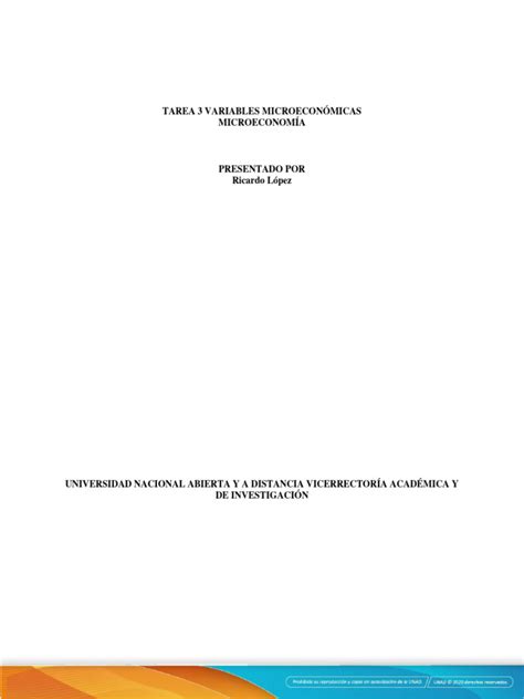 Tarea 3 Variables Microeconómicas Pdf Oferta Economía Mercado