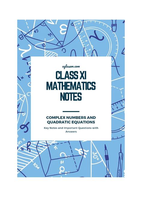 Complex Numbers And Quadratic Equations Class 11 Notes Pdf जटिल