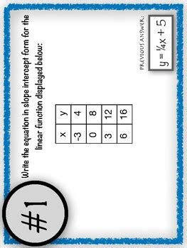 Writing Linear Equations From Tables And Graphs Scavenger Hunt TPT