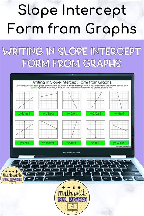 Writing Linear Equations From Graphs In Slope Intercept Form Activity Digital Pre Algebra