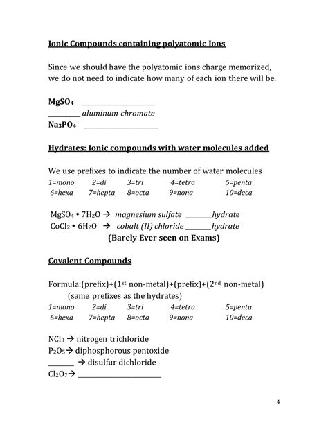 Exam 2 Naming For Oxyanion Series Ioniccovalent Compounds Binary