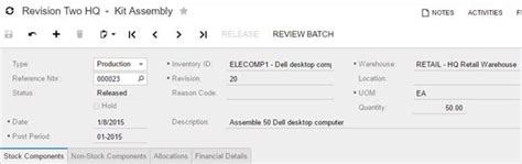How To Create A Kit Assembly From A Sales Order In Acumatica